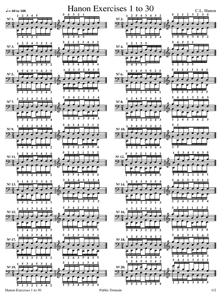 Hanon Exercises 1-30 Overview | PDF