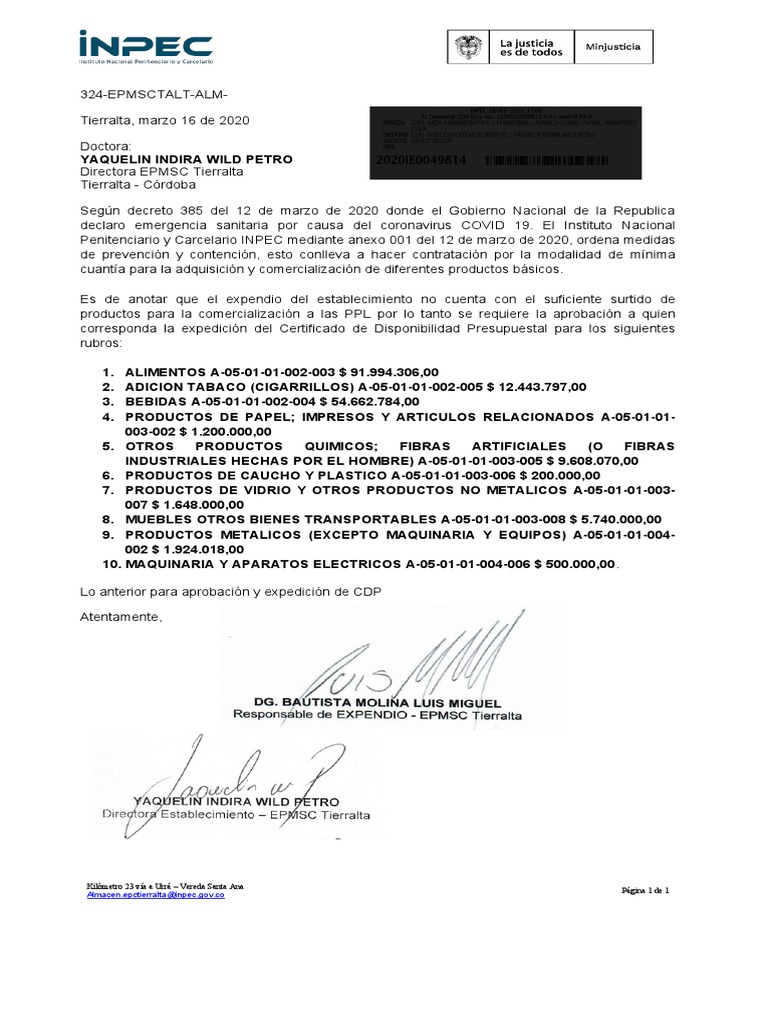 Solicitud CDP 2020 | PDF