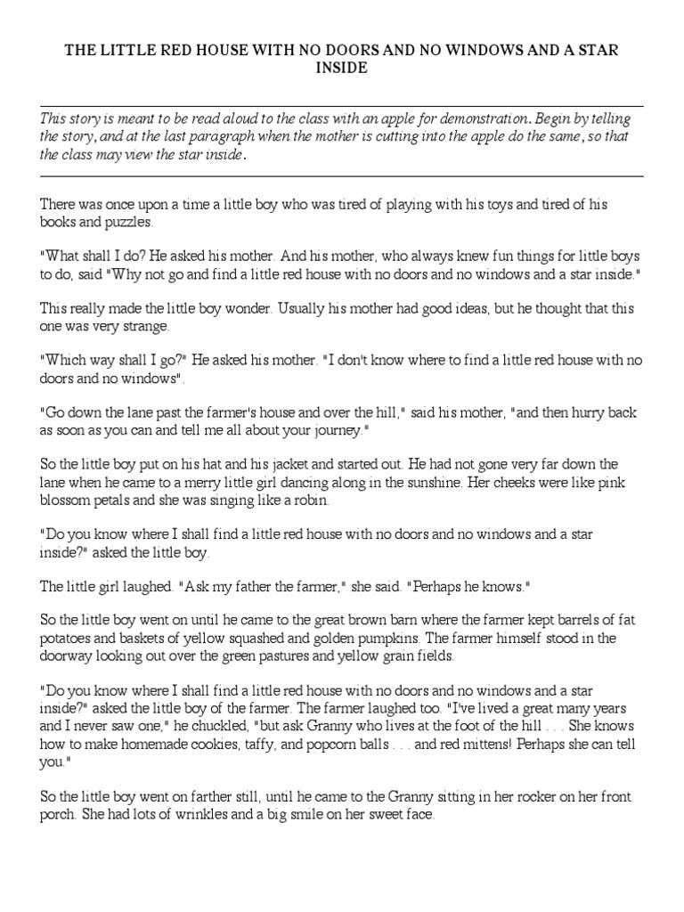 The Little Red House With No Doors and No Windows and A Star Inside | PDF