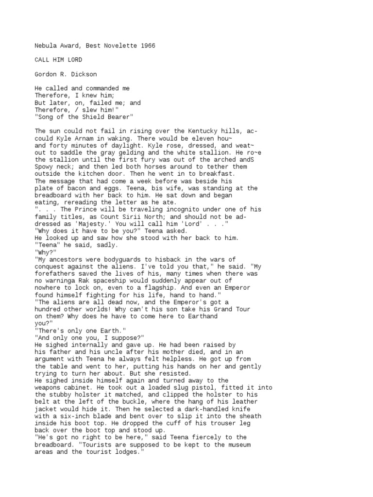 Dickson, Gordon - Call Him Lord | PDF | Inn | Nature