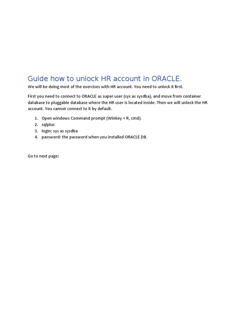 How To Unlock HR Schema | PDF | Databases | System Software