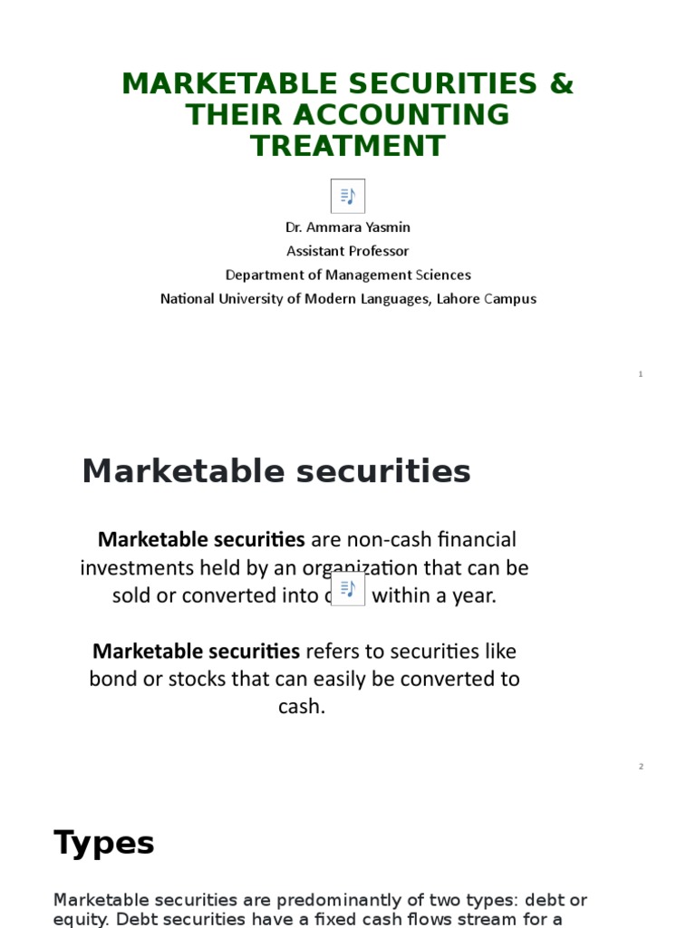 Marketable Securities | PDF | Mark To Market Accounting | Securities ...