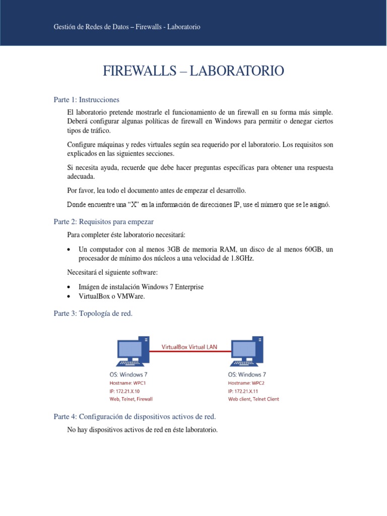 Taller Guia N. 7 - Firewalls - Laboratorio | PDF | Cortafuegos ...