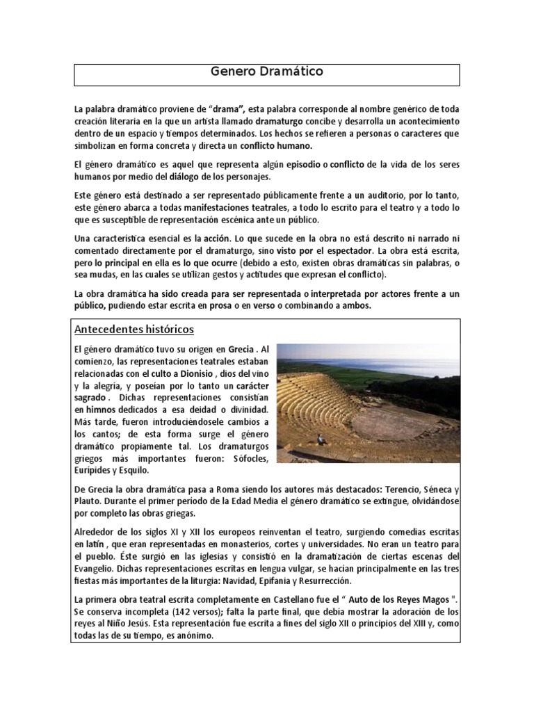 Genero Dramático Taller de Literatura | PDF | Tragedia | Teatro