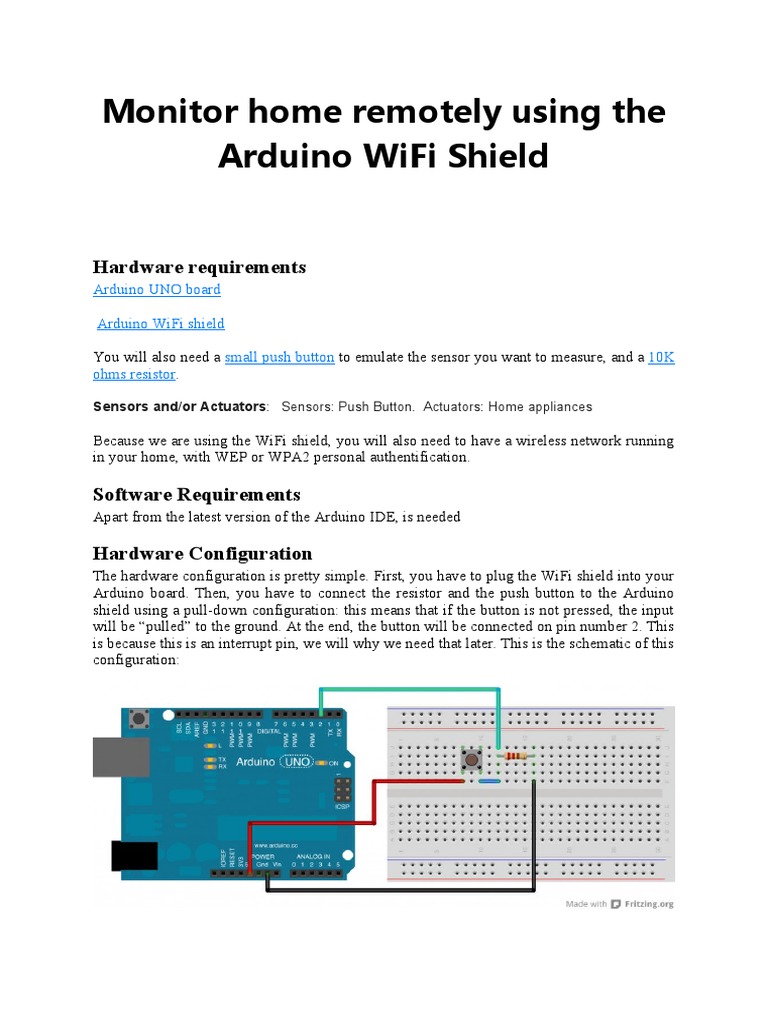 Monitor Home Remotely Using The Arduino Wifi Shield: Hardware Requirements | PDF | Arduino | Wi Fi