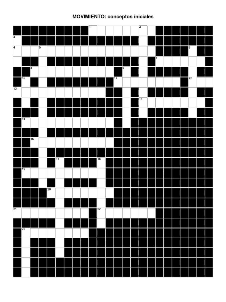 MOVIMIENTO Crucigrama Conceptos Iniciales 2015 | PDF | Velocidad | Hora
