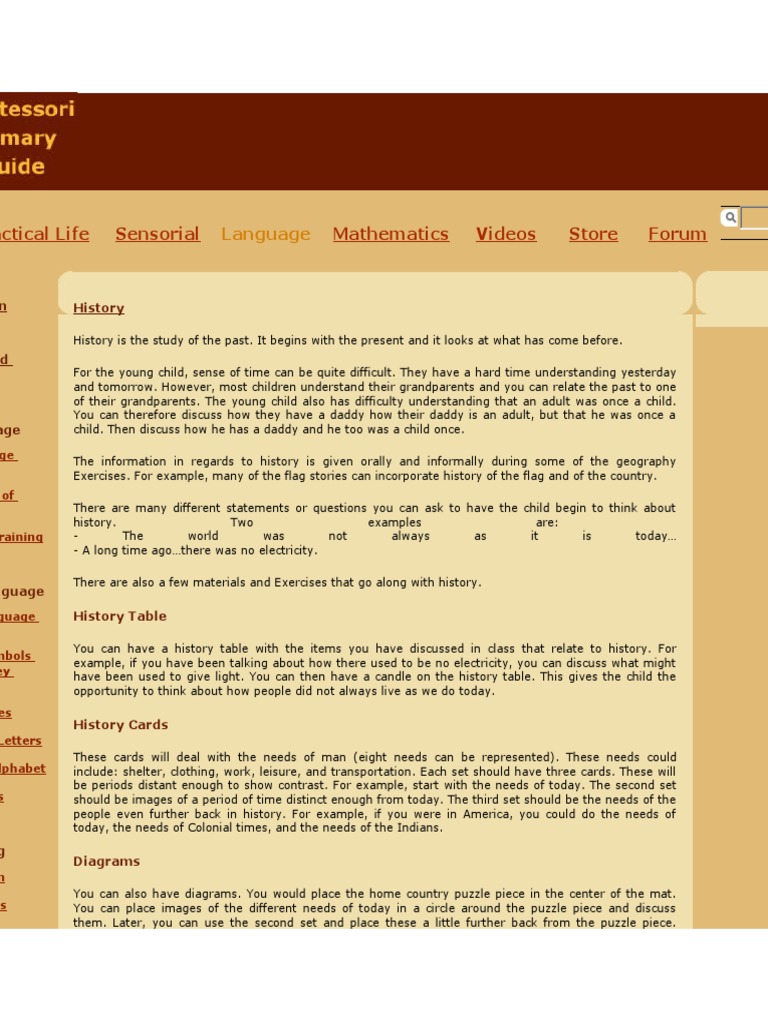 Language: Practical Life Sensorial Mathematics Videos Store Forum | PDF ...