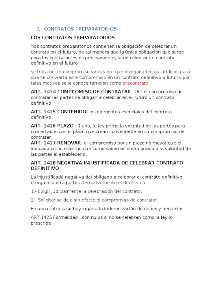 Contratos Preparatorios | PDF | Virtud | Conceptos legales