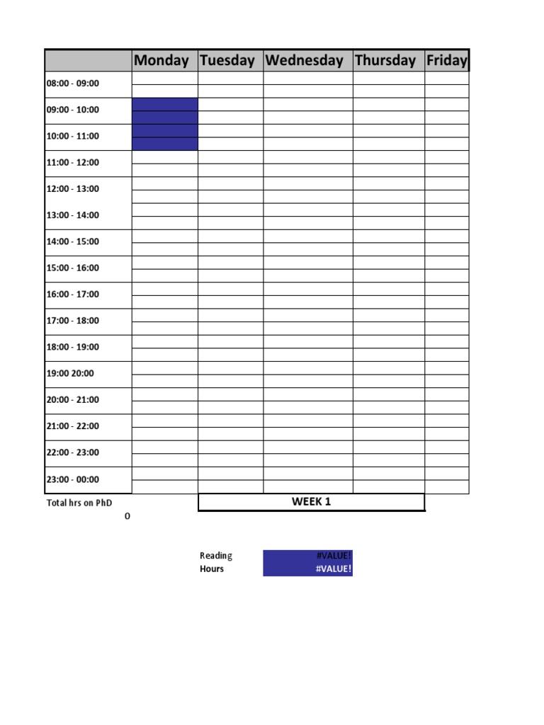 PhD Weekly Schedule Tracker | PDF | Language Arts & Discipline ...