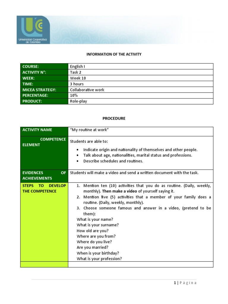 Task 2 Level I 2 Pdf 