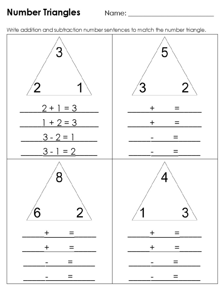 Name: - : Write Addition and Subtraction Number Sentences To Match The ...