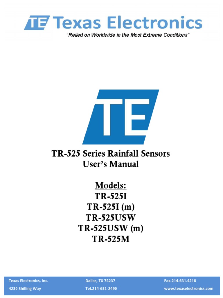 TR-525 Series Rainfall Sensors User's Manual Models: TR-525I TR-525I (M ...