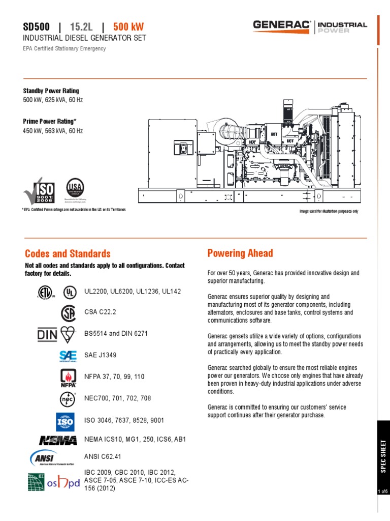 Data Sheett SD500 | PDF | Horsepower | Diesel Engine