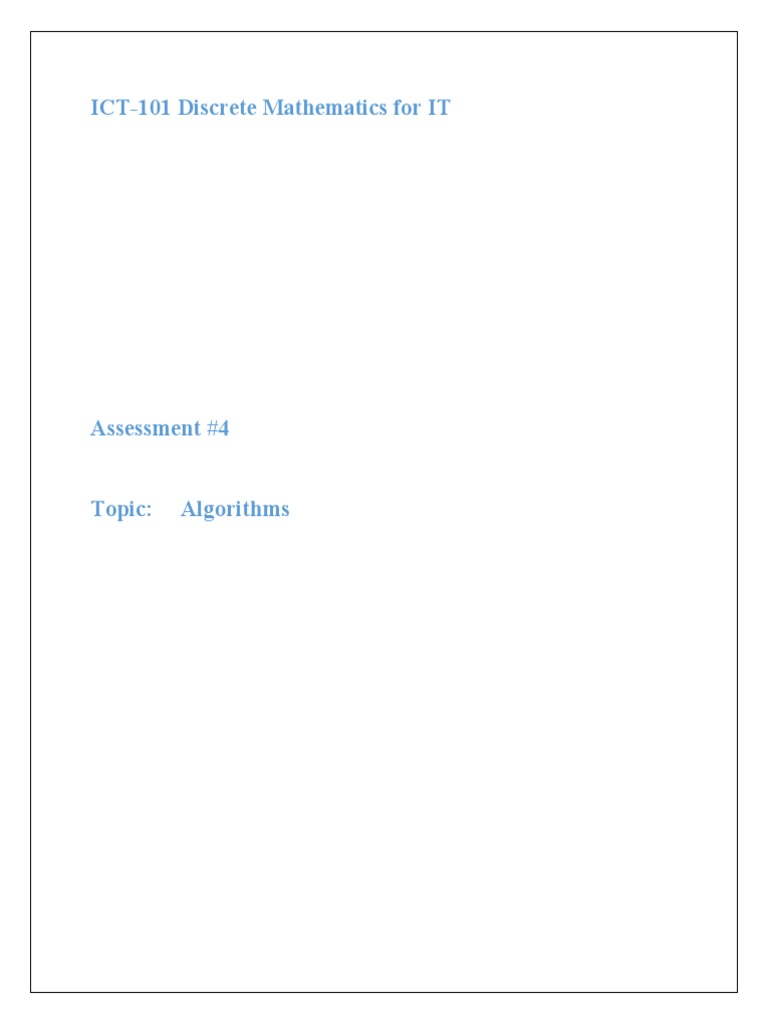 ICT-101 Discrete Mathematics For IT | PDF | Algorithms | Mathematical ...