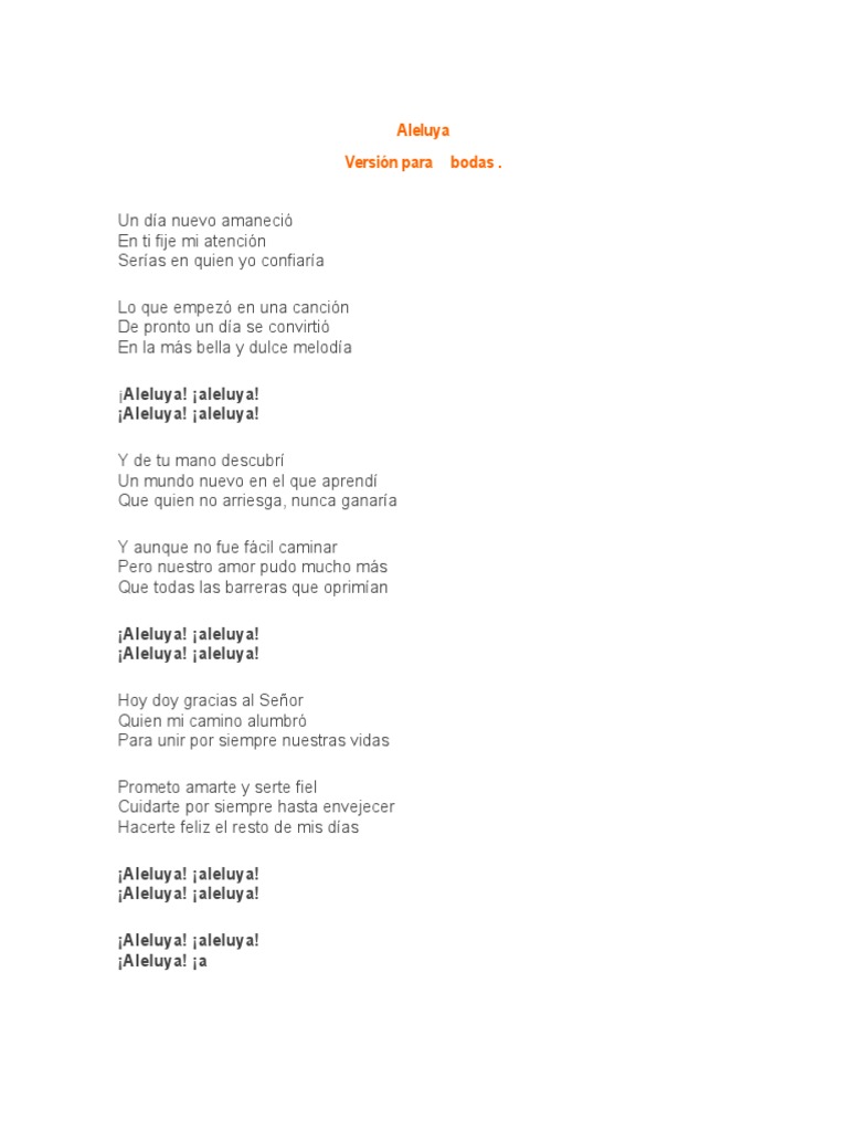 Aleluya Letra para Bodas | PDF