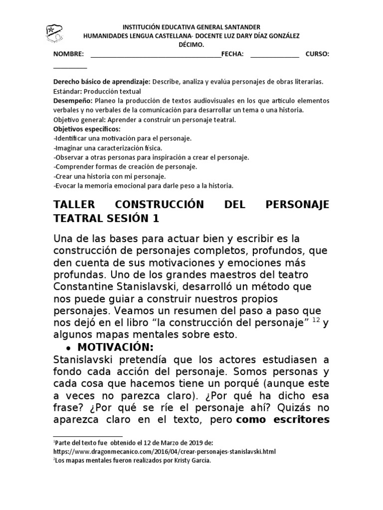 Taller Creacion Personaje Classroom | PDF | Memoria | Las emociones