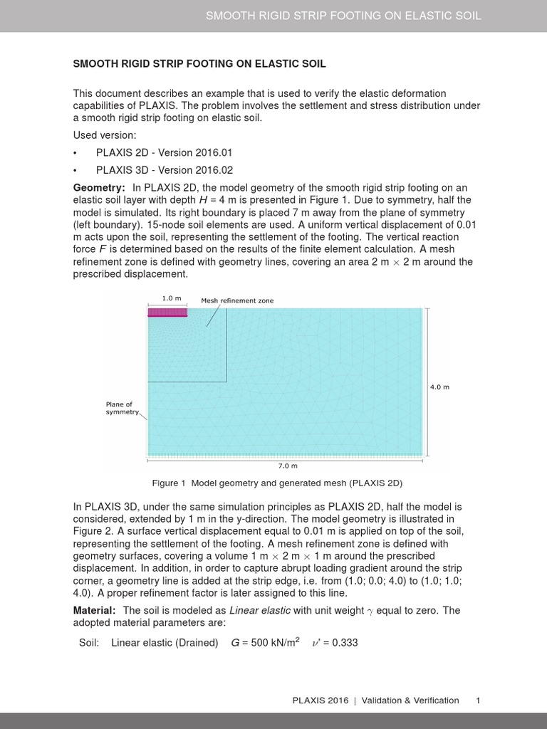 Figure 1 Model Geometry and Generated Mesh (PLAXIS 2D) | PDF | Elasticity (Physics ...