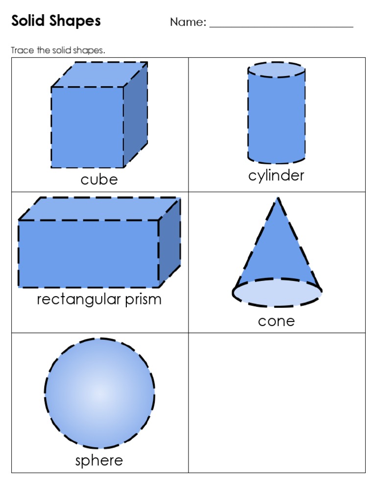Name: - : Trace The Solid Shapes | PDF | Shape | Sphere