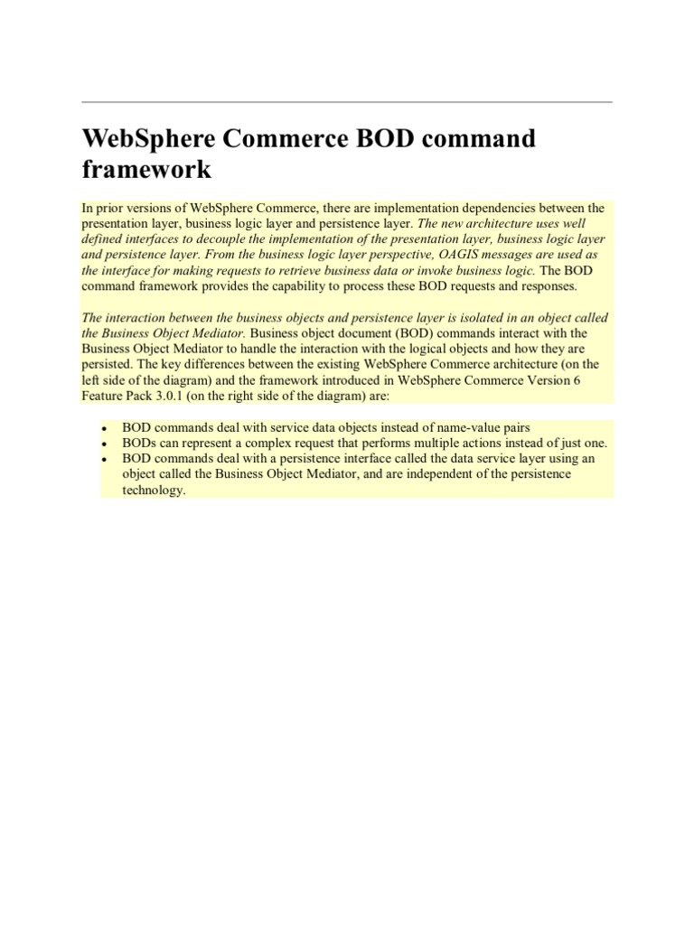 1 - WebSphere Commerce BOD Command Framework | Download Free PDF | Object (Computer Science ...