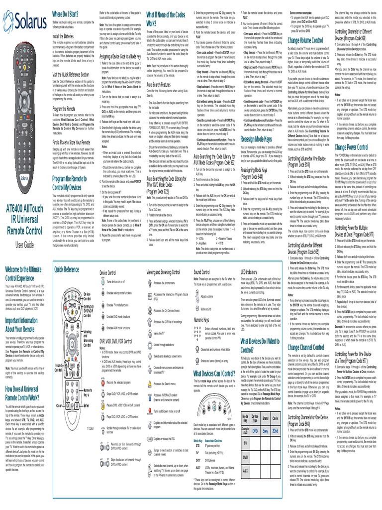 Remote Control User Manual PDF | PDF | Set Top Box | Computing