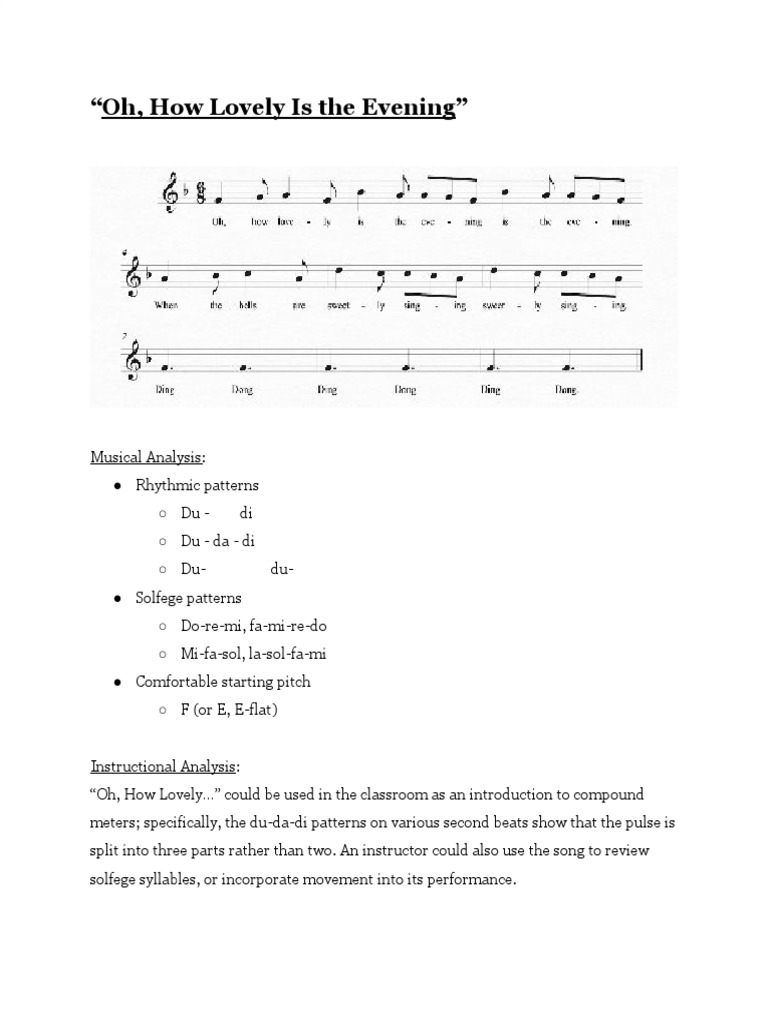 Oh How Lovely Is The Evening Song Analysis 1 | PDF