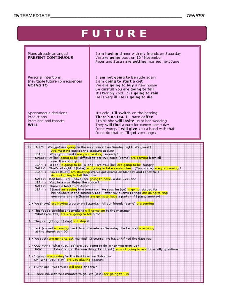 Future-Tenses Basic 2 Exercise | PDF