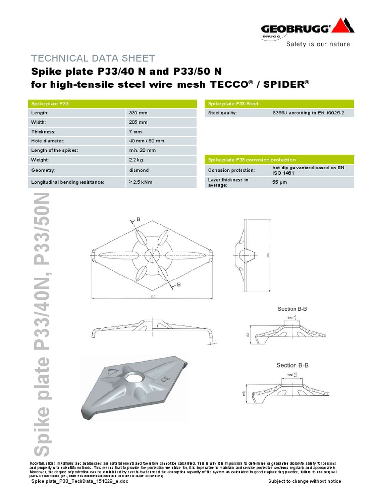 Spike-Plate P33 TechData 151029 e | PDF | Corrosion | Materials