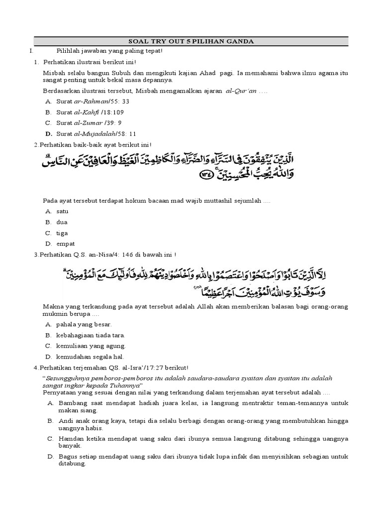 Paket Try Out 5 Pai | PDF | Agama & Spiritualitas