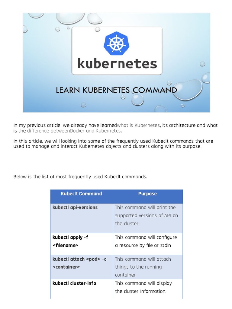 Kubernetes - Kubectl Commands - QA Automation | PDF | Digital ...
