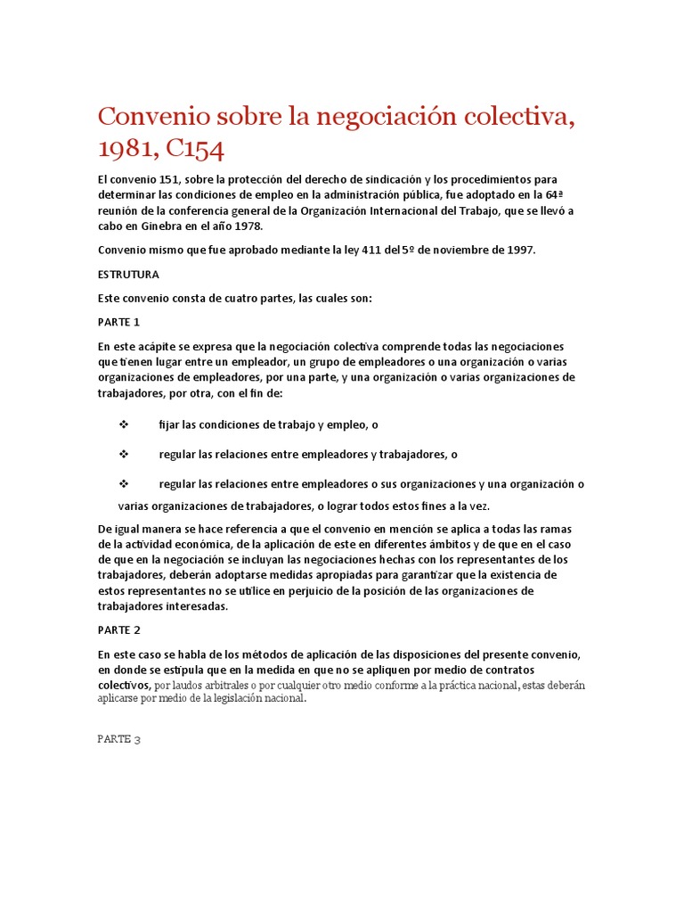 Convenio 151 y 154 de La Oit | PDF | Organización Internacional del Trabajo | Tratado