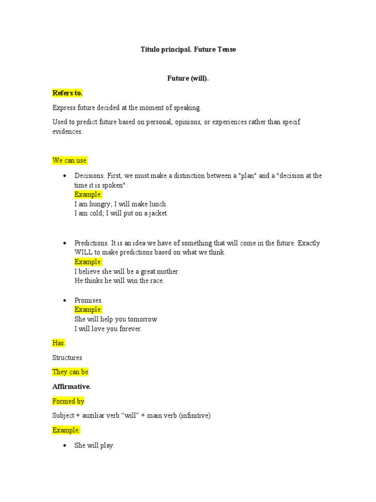 Future (Mapa Mental) | PDF | Verb | Grammar