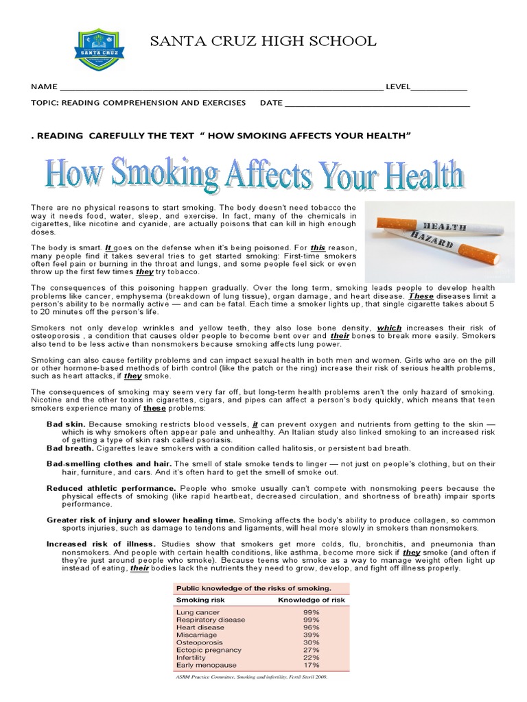 Pronouns Reading Comprehension 11TH | PDF | Cigarette | Tobacco Smoking