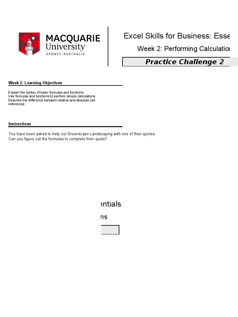 Excel Formulas for Landscaping Quotes | PDF
