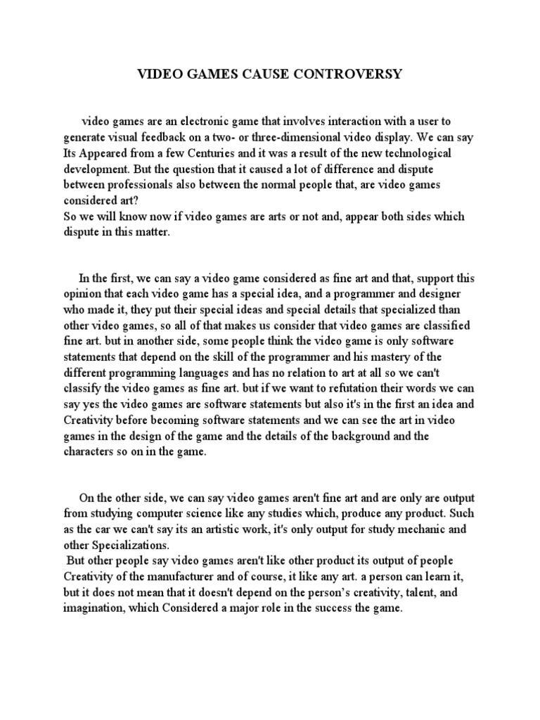 Video Games Cause Controversy | PDF | Video Games | Programmer