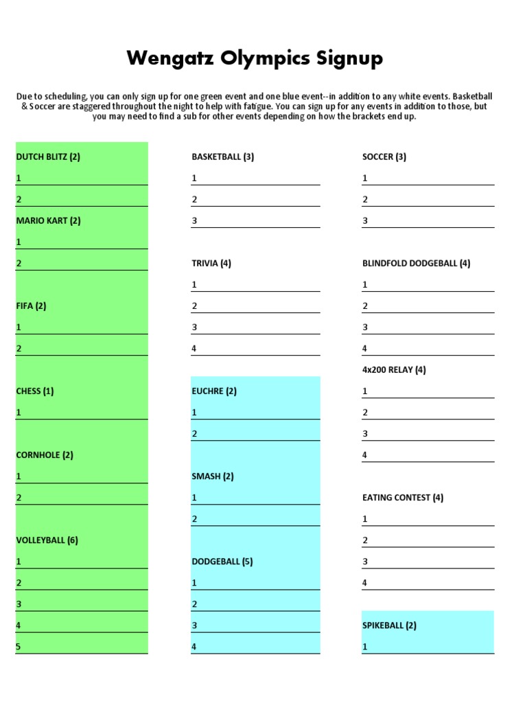 Wengatz Olympics Signup: Dutch Blitz (2) Basketball (3) Soccer ...