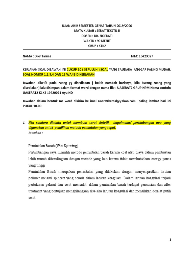 UASERAT2 K1K2 19420027 Diky Taruna | PDF