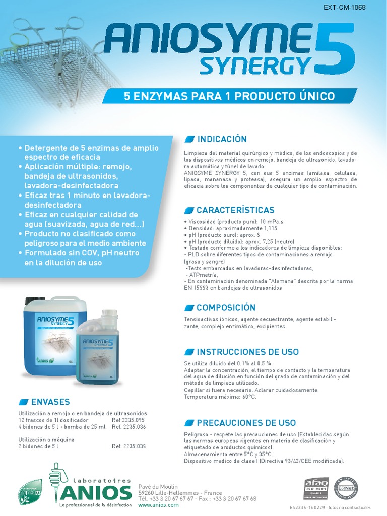 Ext-Cm-1068 FT - Aniosyme Synergy 5 - Jabon Enzimatico | PDF | Enzima ...