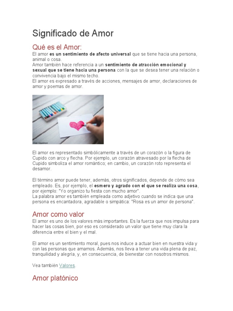 Significado de Amor | PDF | día de San Valentín | Autoestima