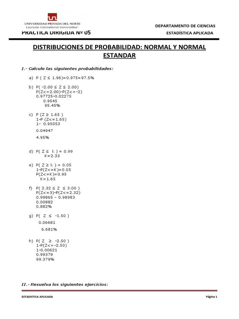 Practica - Estap - Semana - 5 - Distribucion - de - Probabilidad - Normal | PDF | Desviación ...