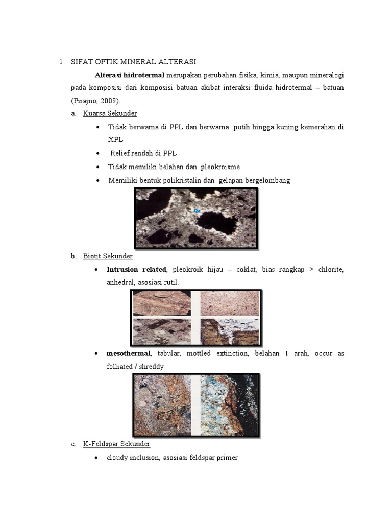 Sifat Optik Mineral Alterasi | PDF
