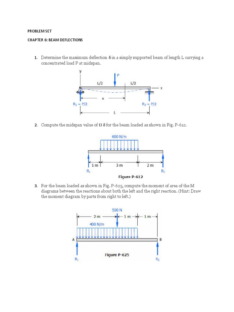 Beam Deflection Problem Set | PDF