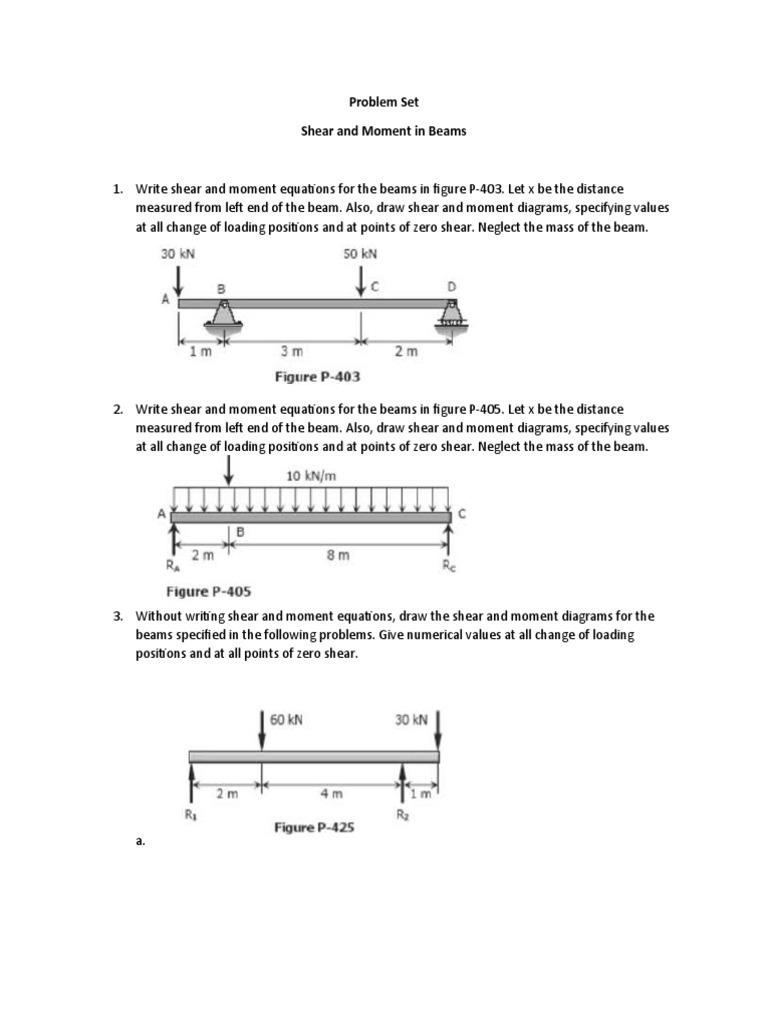 MDP Prob Set Shear and Moment in Beams | PDF