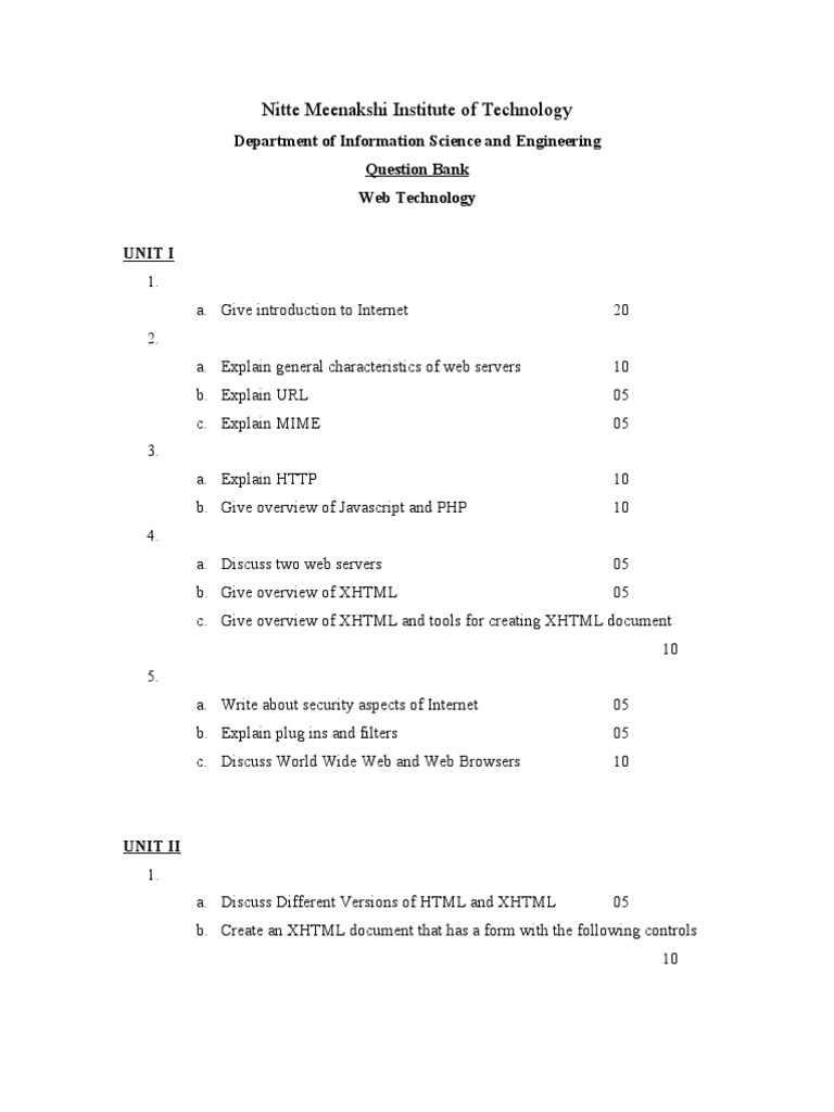Web Technology Question Bank | PDF | Java Script | World Wide Web