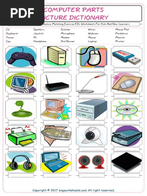 Computer Vocabulary Worksheets Computer Parts ESL Printable English