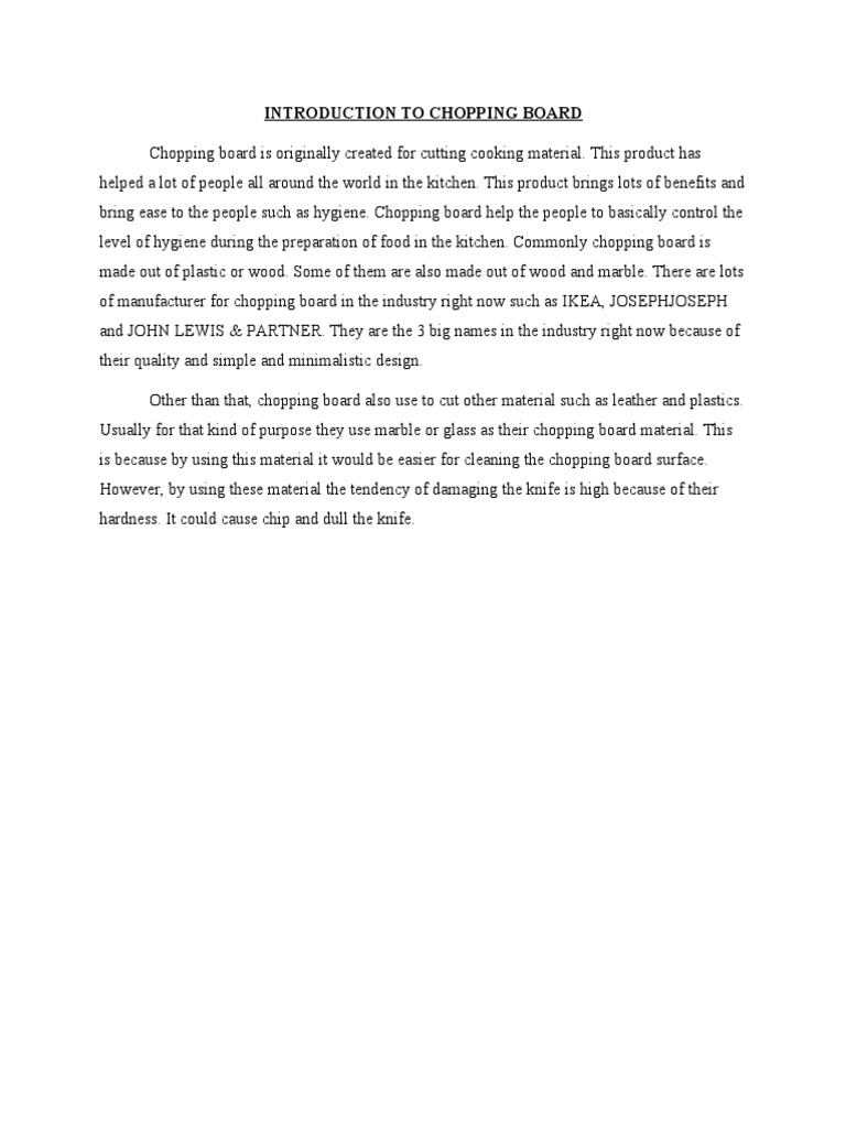 Introduction To Chopping Board | PDF | Kitchen | Knife