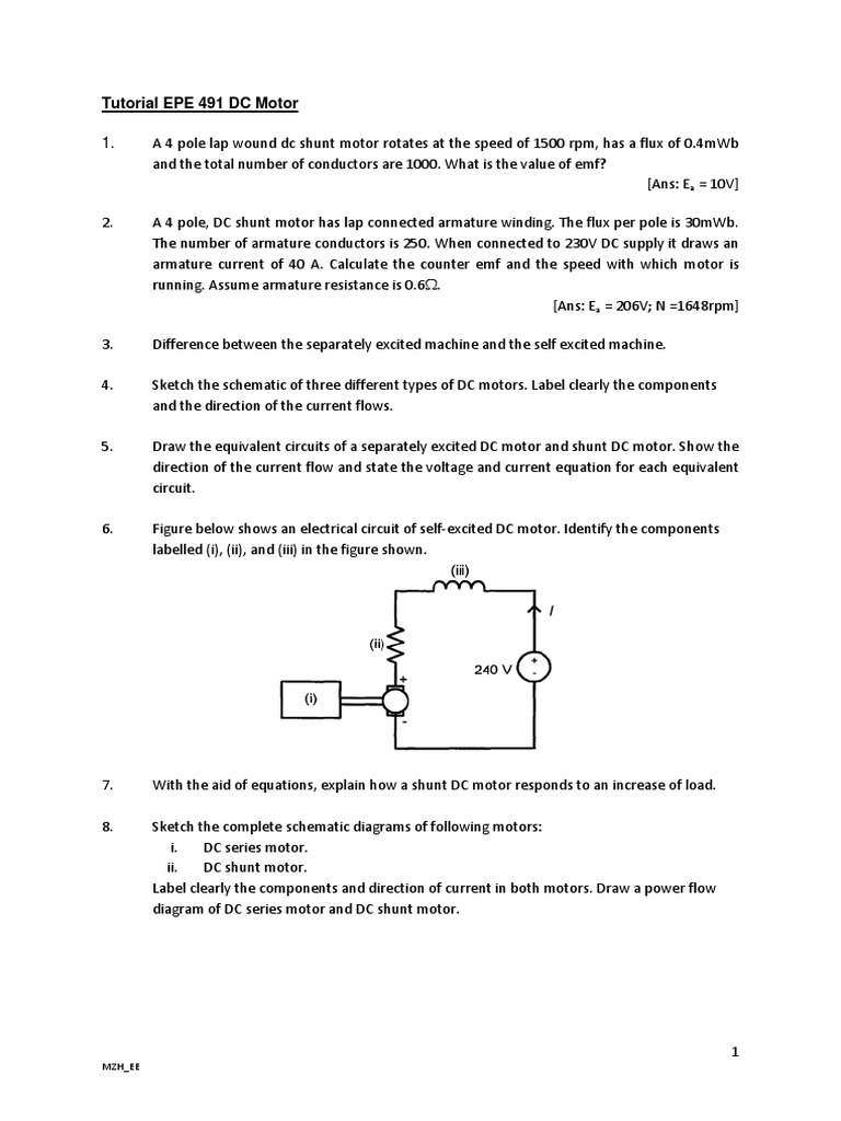 Tutorial 6 - DC MOTOR - QUESTION | PDF | Electric Motor | Direct Current