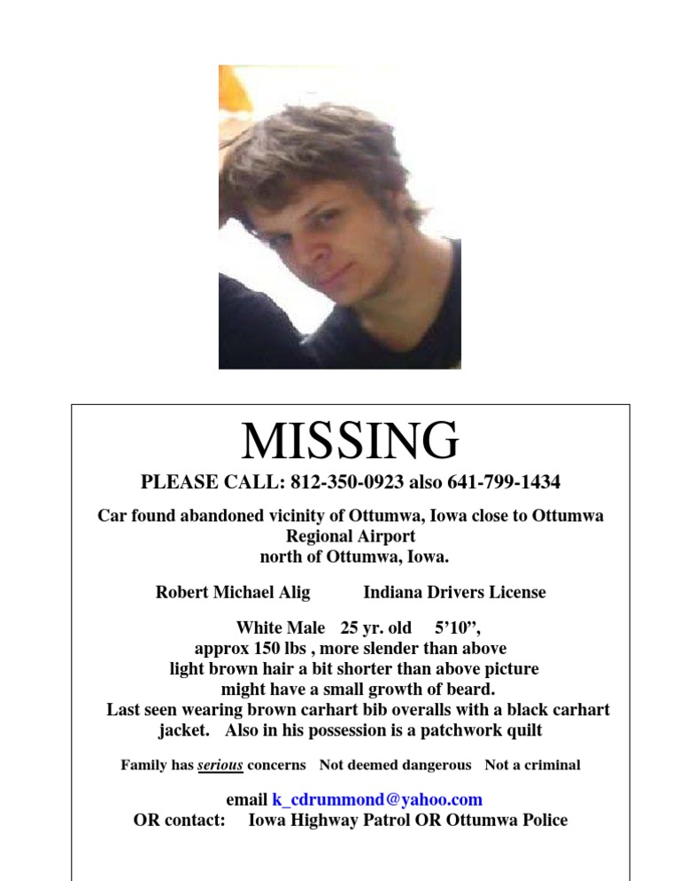Missing Person Alert: Robert Alig, Iowa | PDF