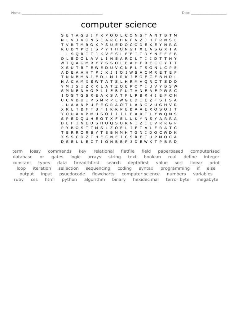 Computer Science: Name: - Date | PDF | Boolean Data Type | Computer Data