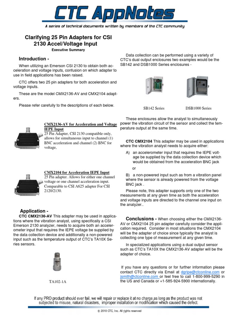 Clarifying 25 Pin Adapters For CSI 2130 Accel/Voltage Input ...