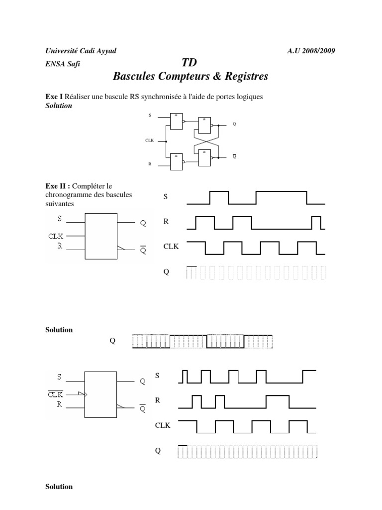 Exercices sur les Bascules et Compteurs | PDF